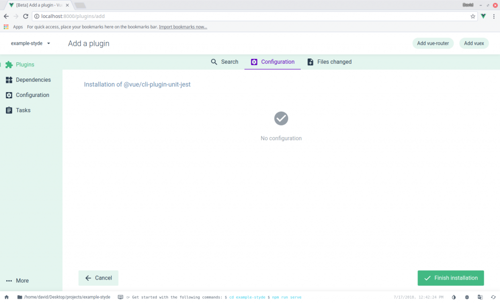 Introducción a Vue CLI UI – Styde.net
